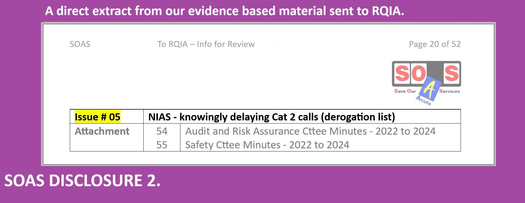 NIAS “derogation” list. – Save Our Acute Services
